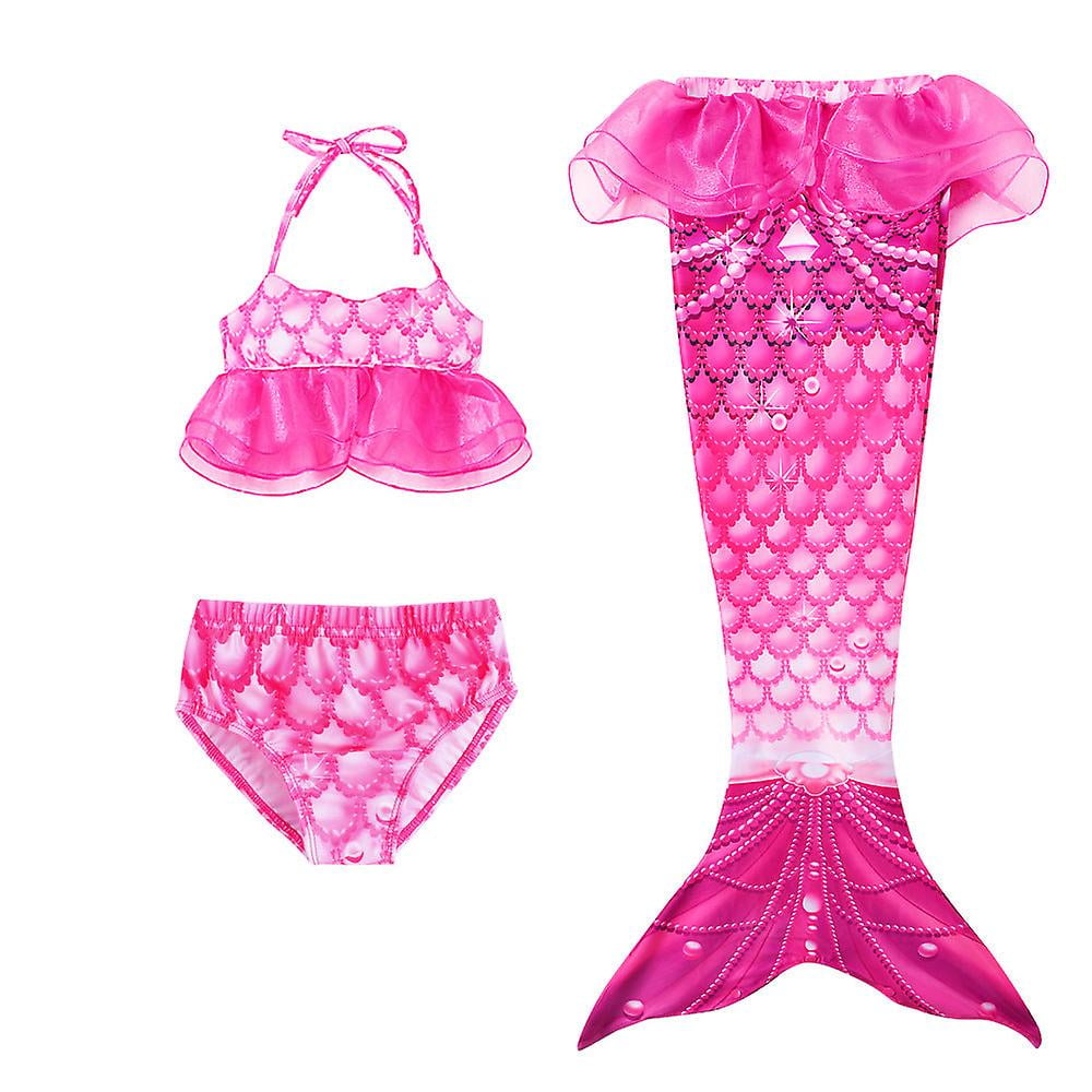 HUADE Children mermaid tail princess mesh swimsuit split bikini set ...