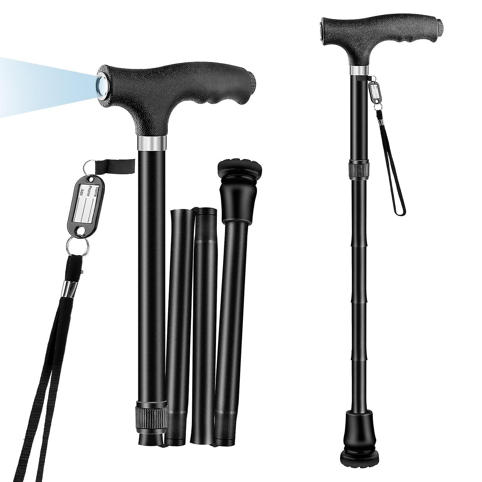 HUADE Folding Walking Stick With Light, Foldable Walking Sticks For Men ...