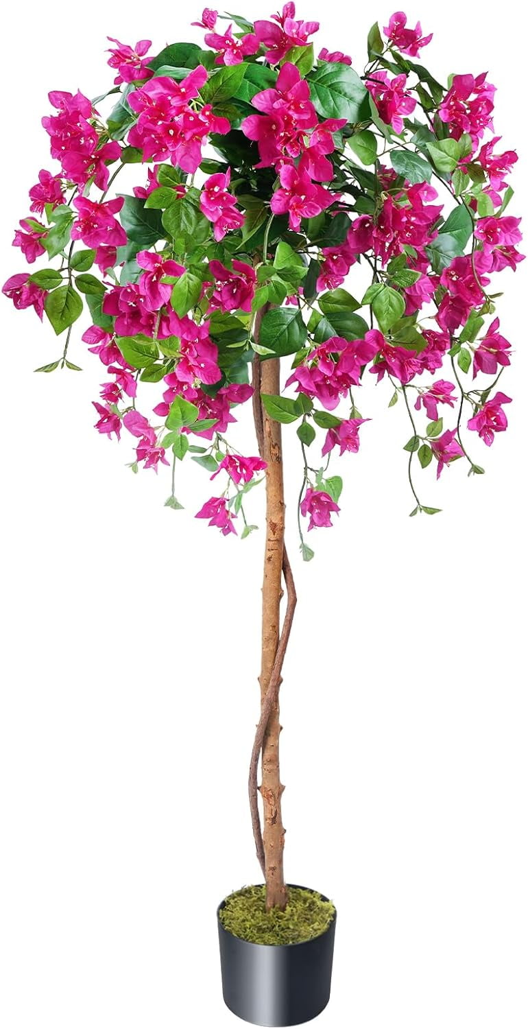 HUAESIN 5FT / 59inch Bougainvillea Artificial Tree Tall Potted Fake ...