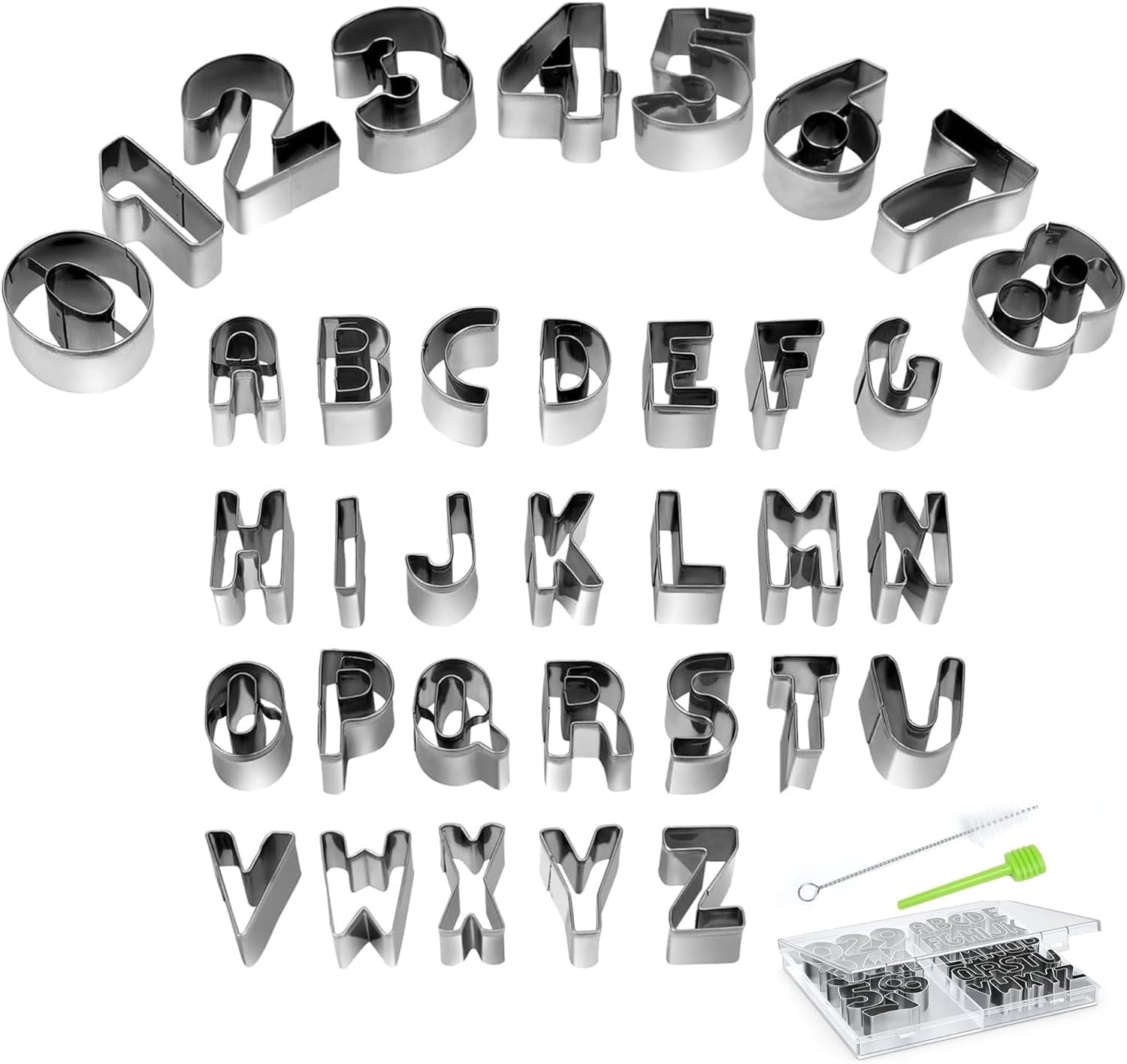 HUAFA Alphabet & Number Cookie Cutters Set, 35 Pieces, Stainless Steel ...