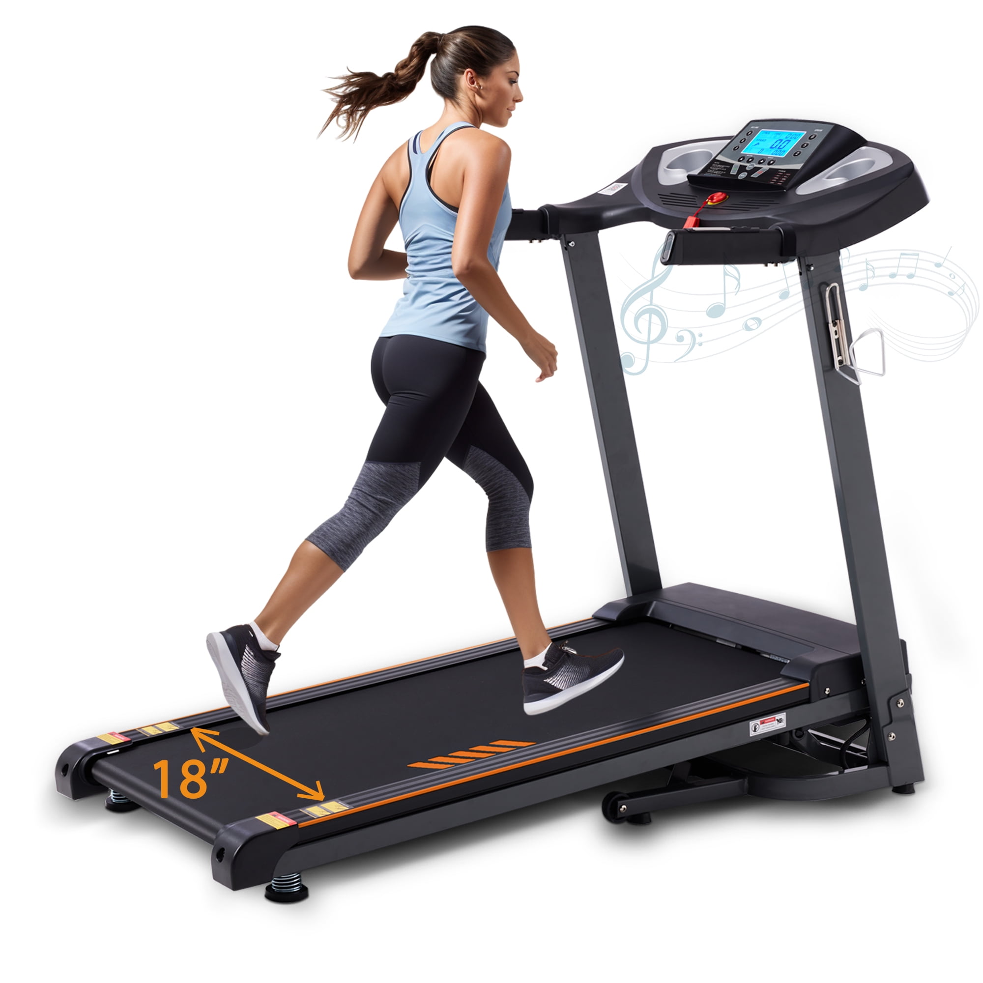 "Auto Incline Foldable Walking Treadmill, 300lbs Capacity, 18"" Wide ...