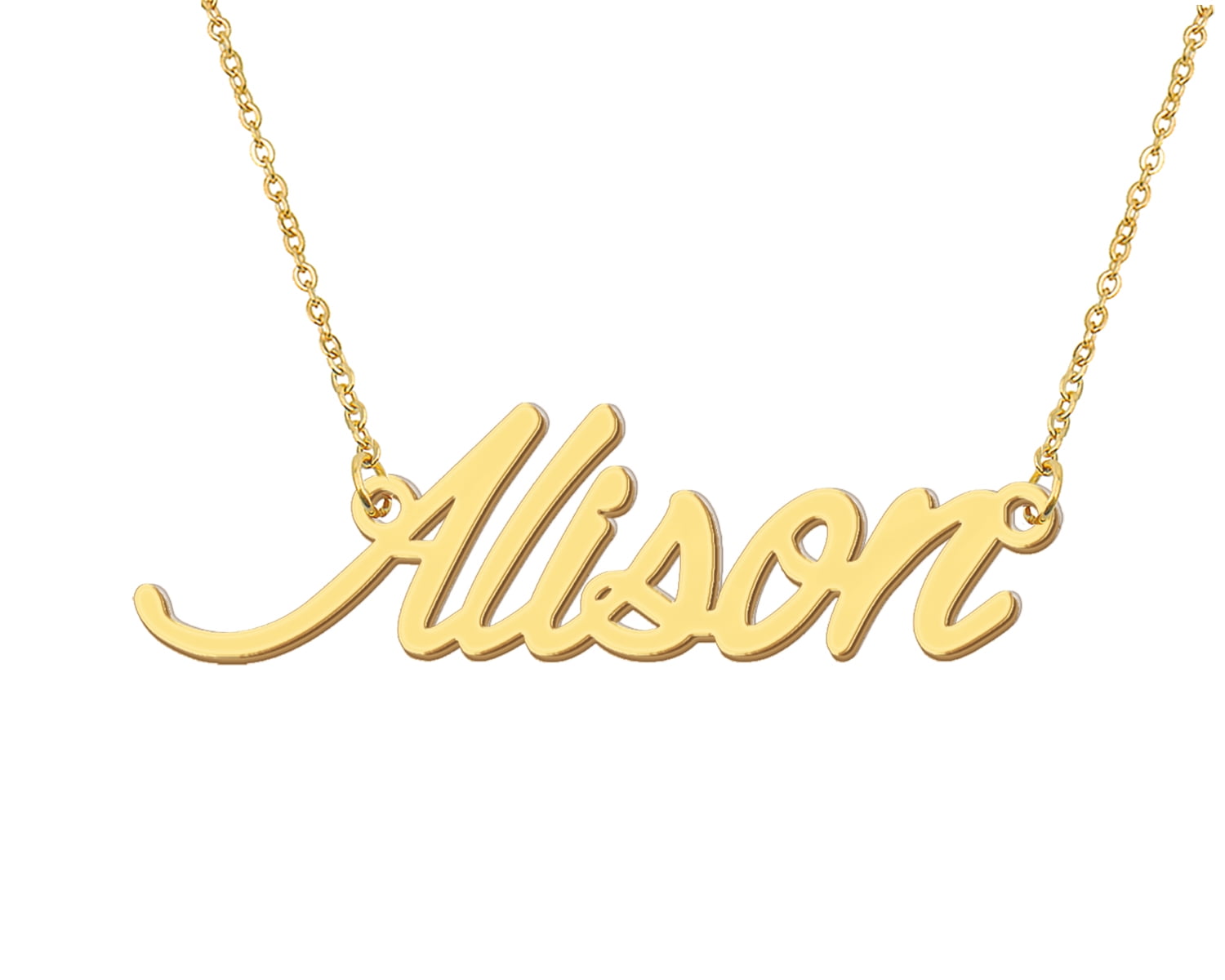 HUAN XUN 18k Gold Plated Alison Name Necklace Stainless Steel Nameplate ...