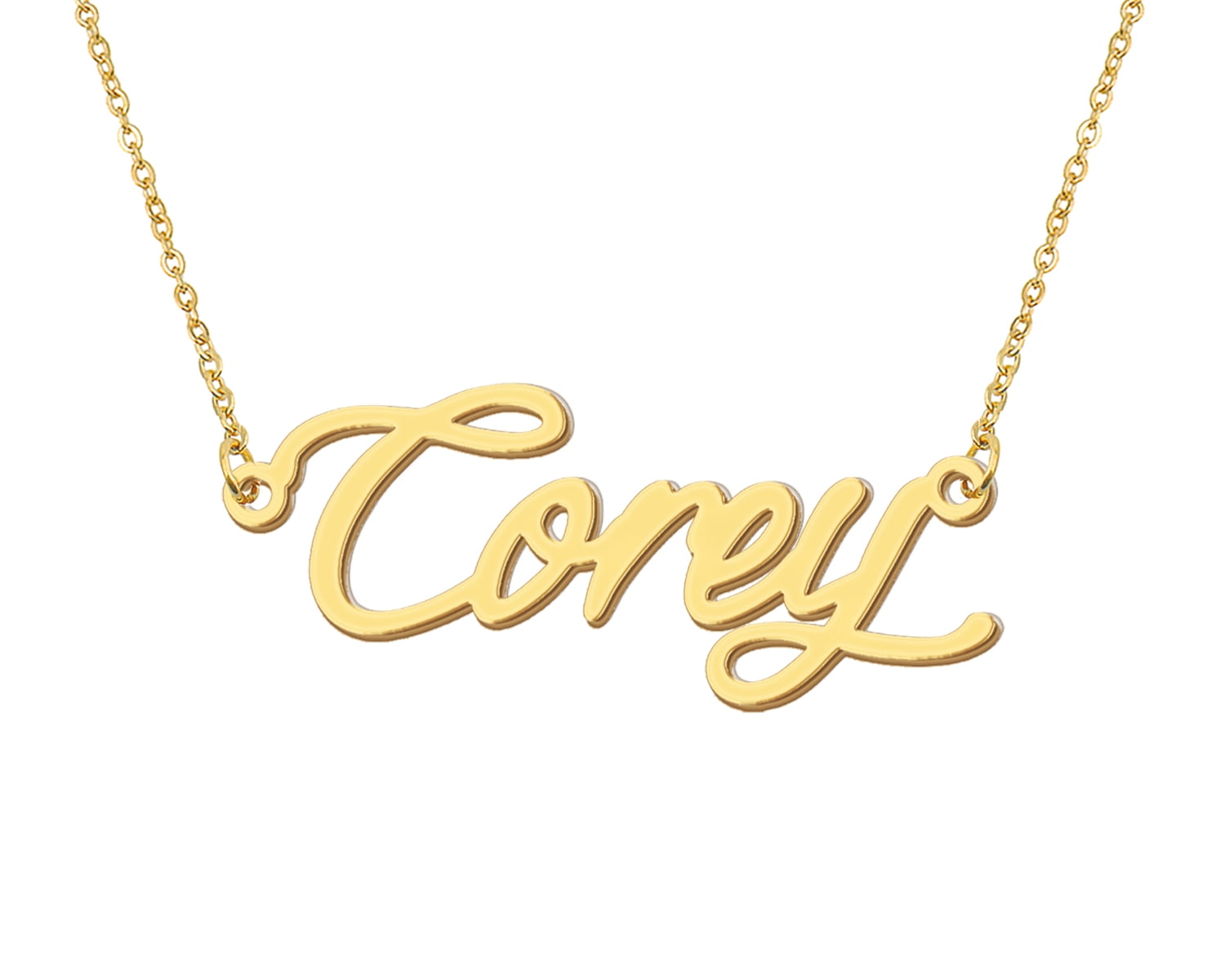 HUAN XUN 18k Gold Plated Corey Name Necklace Stainless Steel Nameplate ...