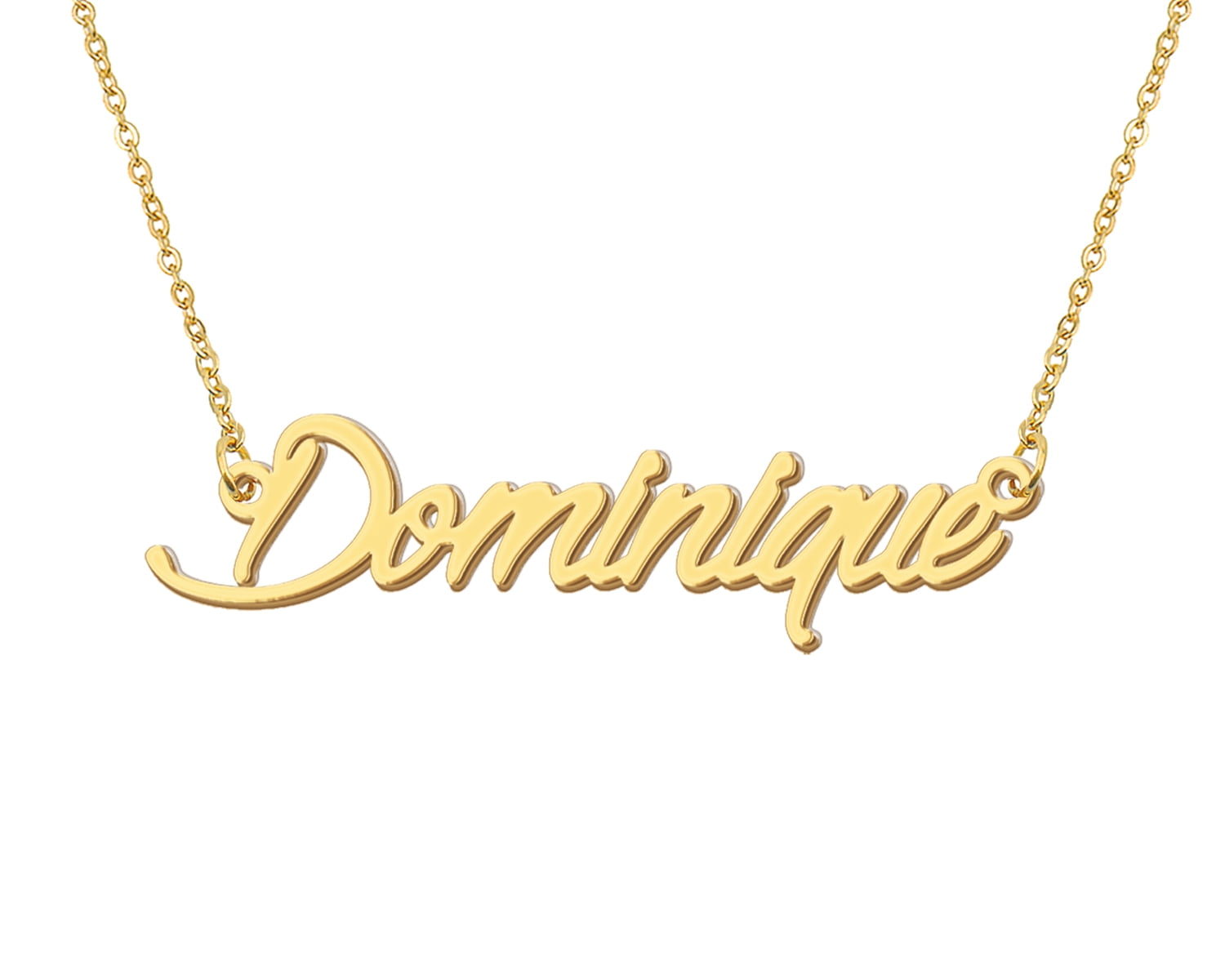 HUAN XUN 18k Gold Plated Dominique Name Necklace Stainless Steel ...