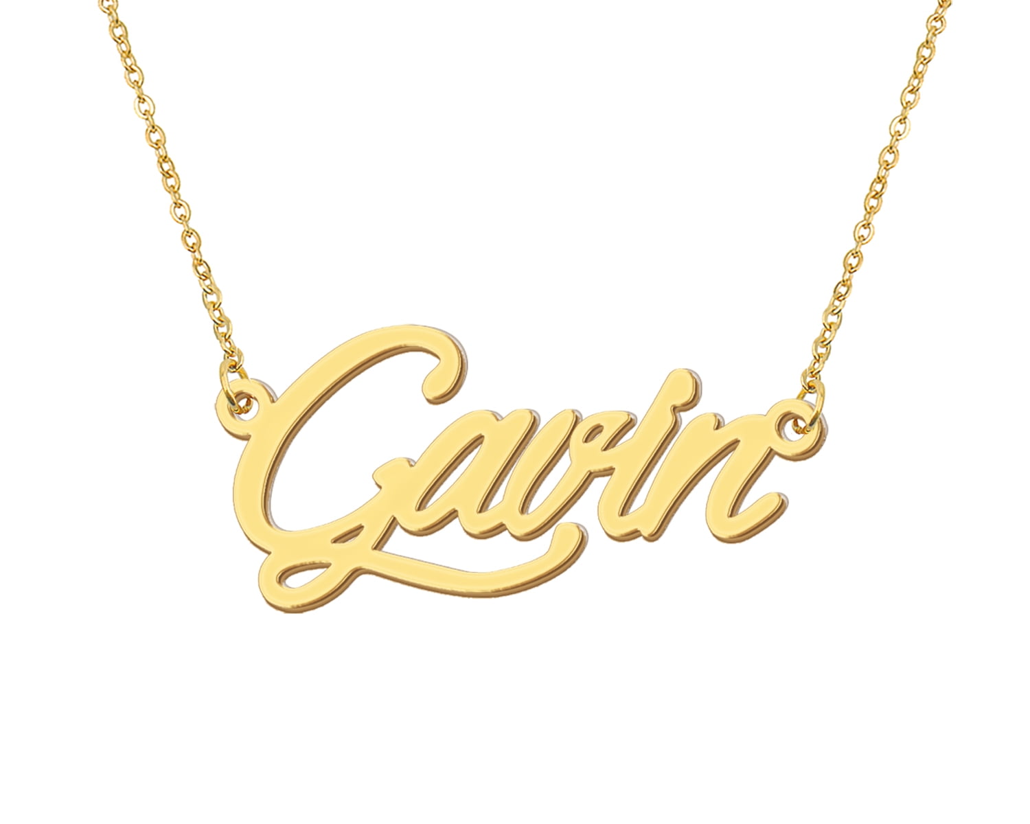 HUAN XUN 18k Gold Plated Gavin Name Necklace Stainless Steel Nameplate ...