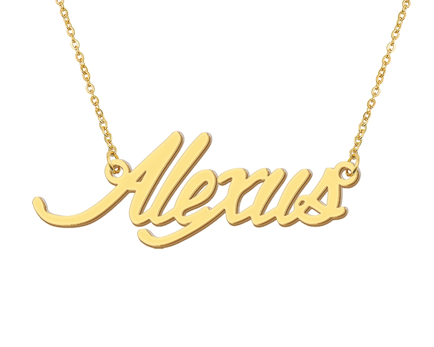HUAN XUN 18k Gold Plated Alexus Name Necklace Stainless Steel Nameplate ...