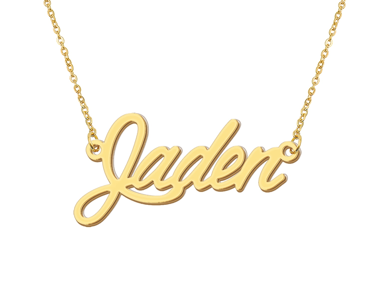 HUAN XUN 18k Gold Plated Jaden Name Necklace Stainless Steel Nameplate ...