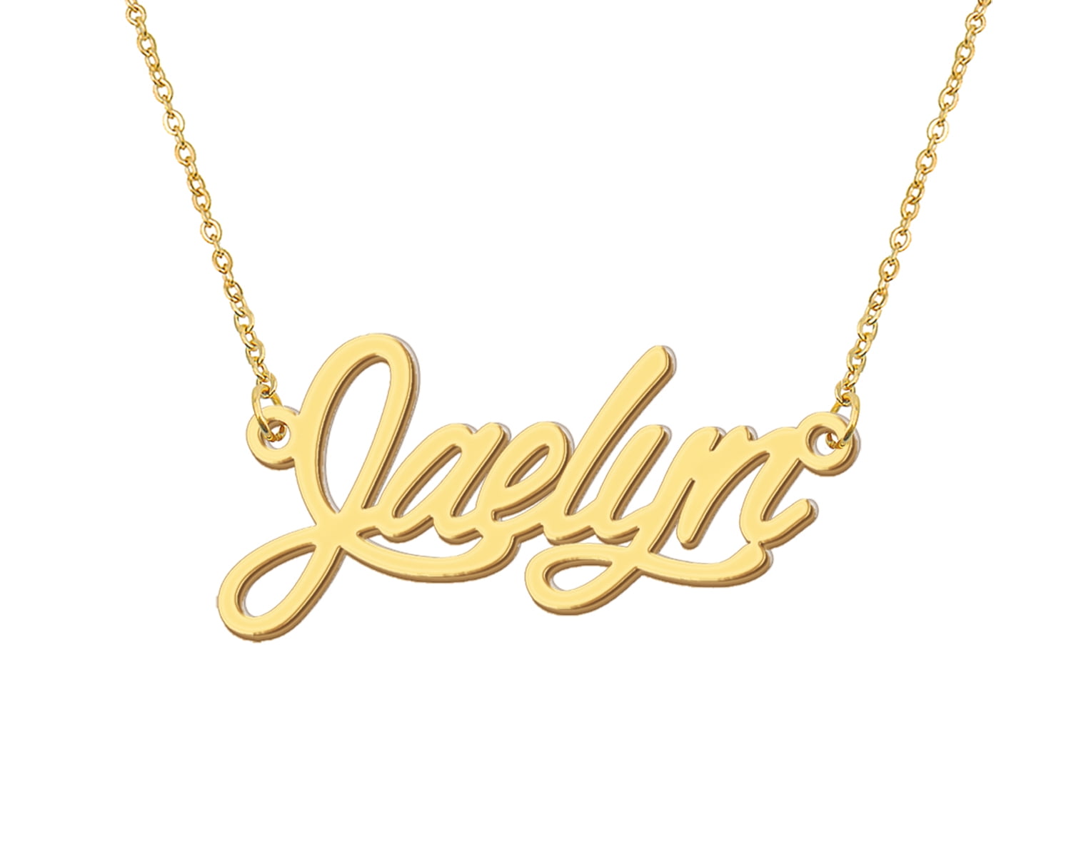 HUAN XUN 18k Gold Plated Jaelyn Name Necklace Stainless Steel Nameplate ...
