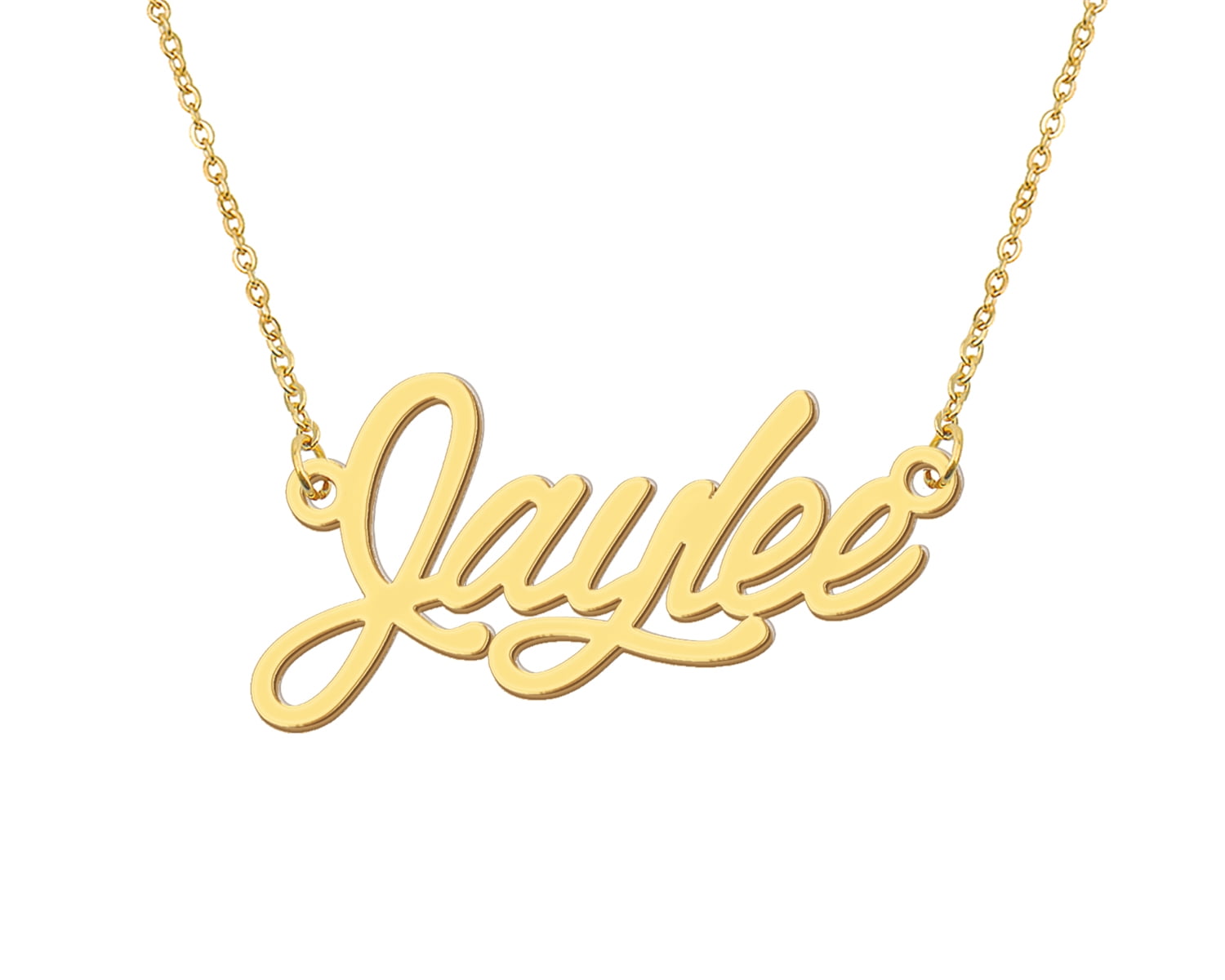 HUAN XUN 18k Gold Plated Jaylee Name Necklace Stainless Steel Nameplate ...