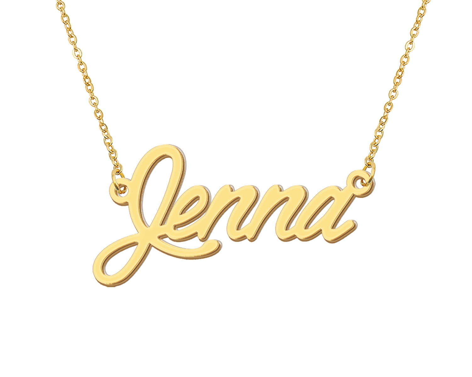 HUAN XUN 18k Gold Jenna Name Necklace Initial Handwritten Name Plate ...