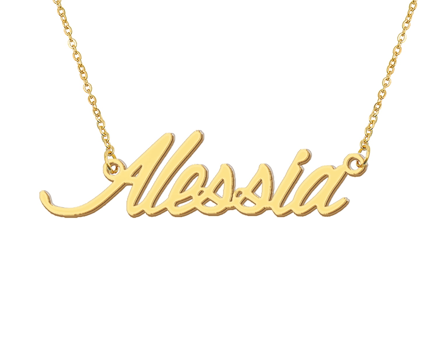 HUAN XUN 18k Gold Plated Alessia Name Necklace Stainless Steel ...