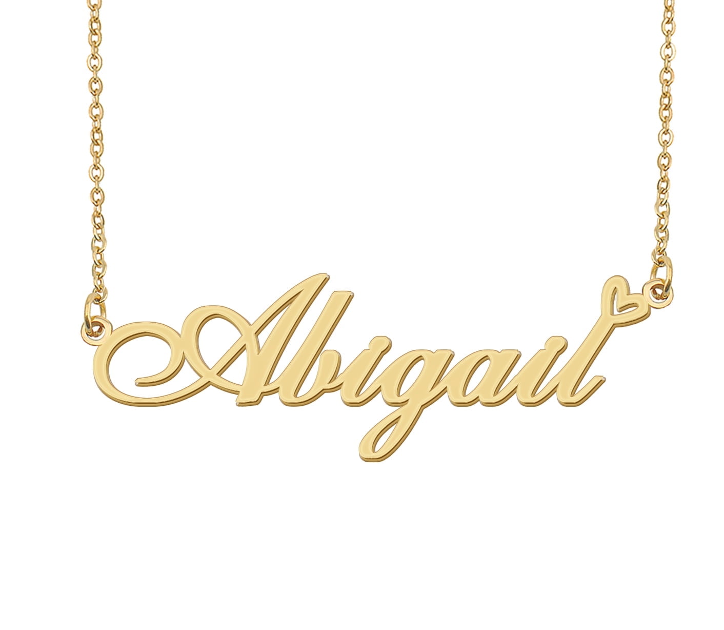 HUAN XUN Abigail Name Heart Necklace 18k Gold Plated Nameplate Pendant ...