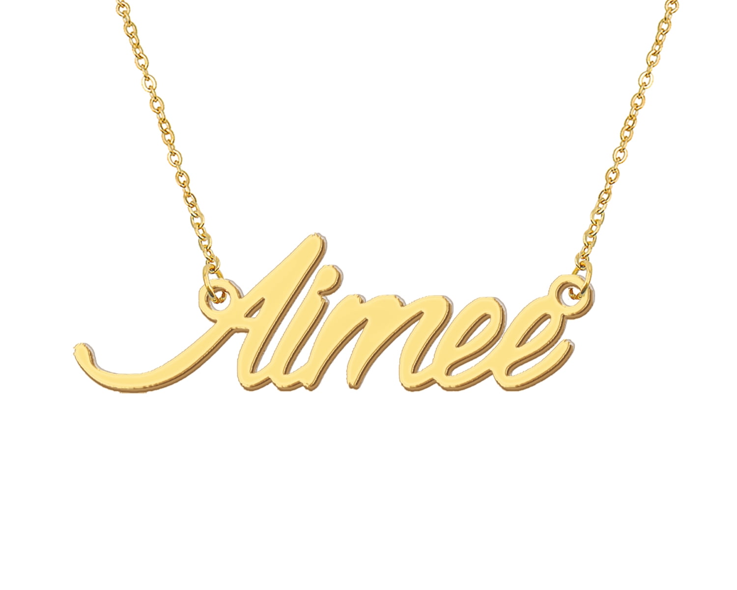 HUAN XUN 18k Gold Plated Aimee Name Necklace Stainless Steel Nameplate ...