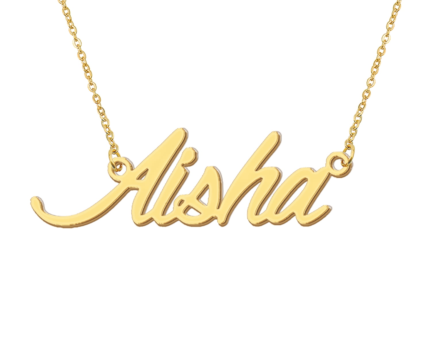 HUAN XUN 18k Gold Plated Aisha Name Necklace Stainless Steel Nameplate ...