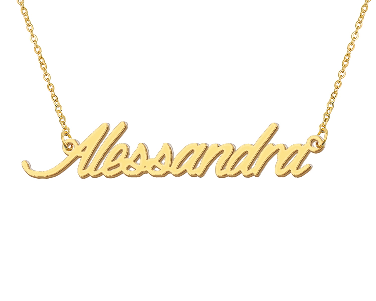 HUAN XUN 18k Gold Plated Alessandra Name Necklace Stainless Steel ...