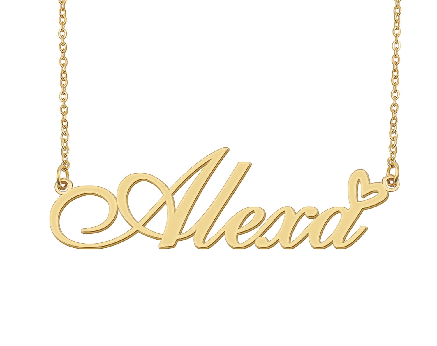 HUAN XUN Alexa Name Heart Necklace 18k Gold Plated Nameplate Pendant ...