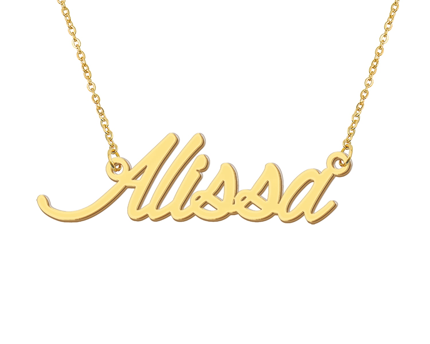 HUAN XUN 18k Gold Plated Alissa Name Necklace Stainless Steel Nameplate ...