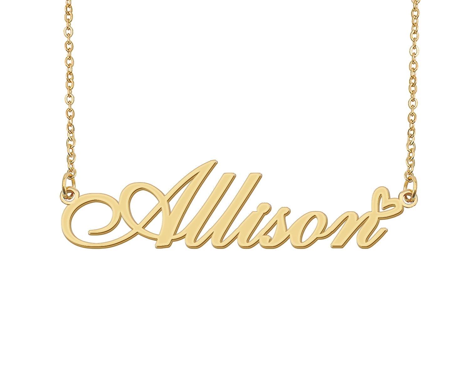 HUAN XUN Allison Name Heart Necklace 18k Gold Plated Nameplate Pendant ...