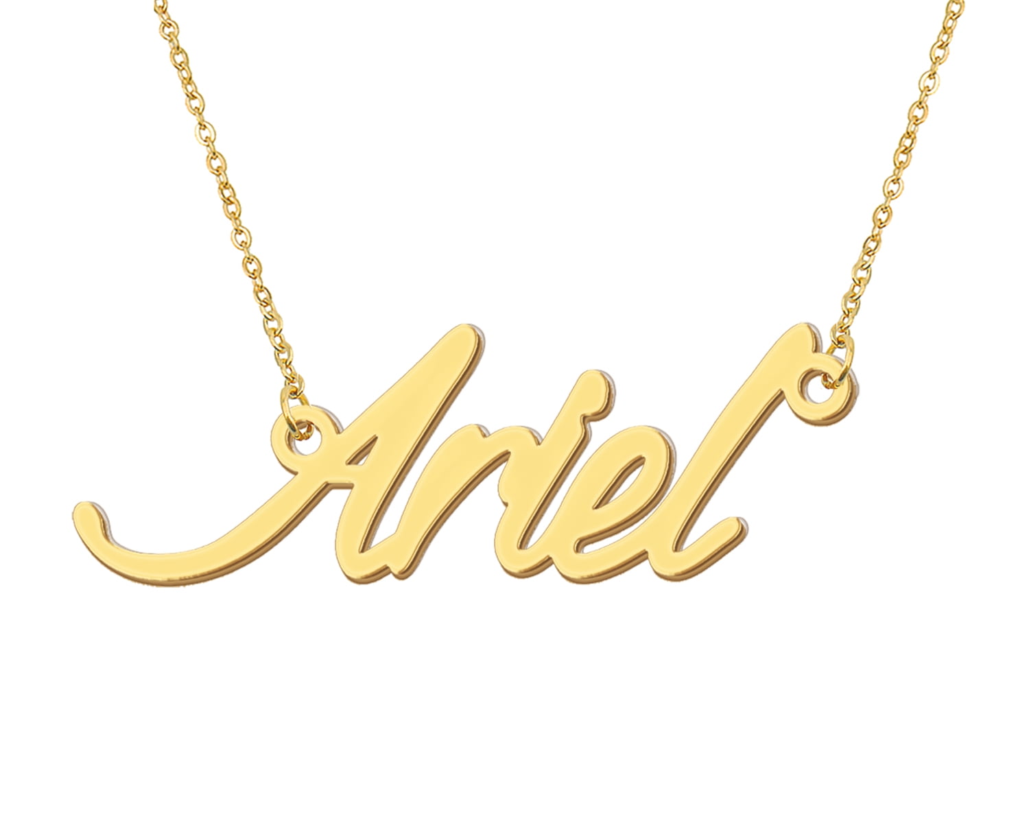 HUAN XUN 18k Gold Plated Ariel Name Necklace Stainless Steel Nameplate ...
