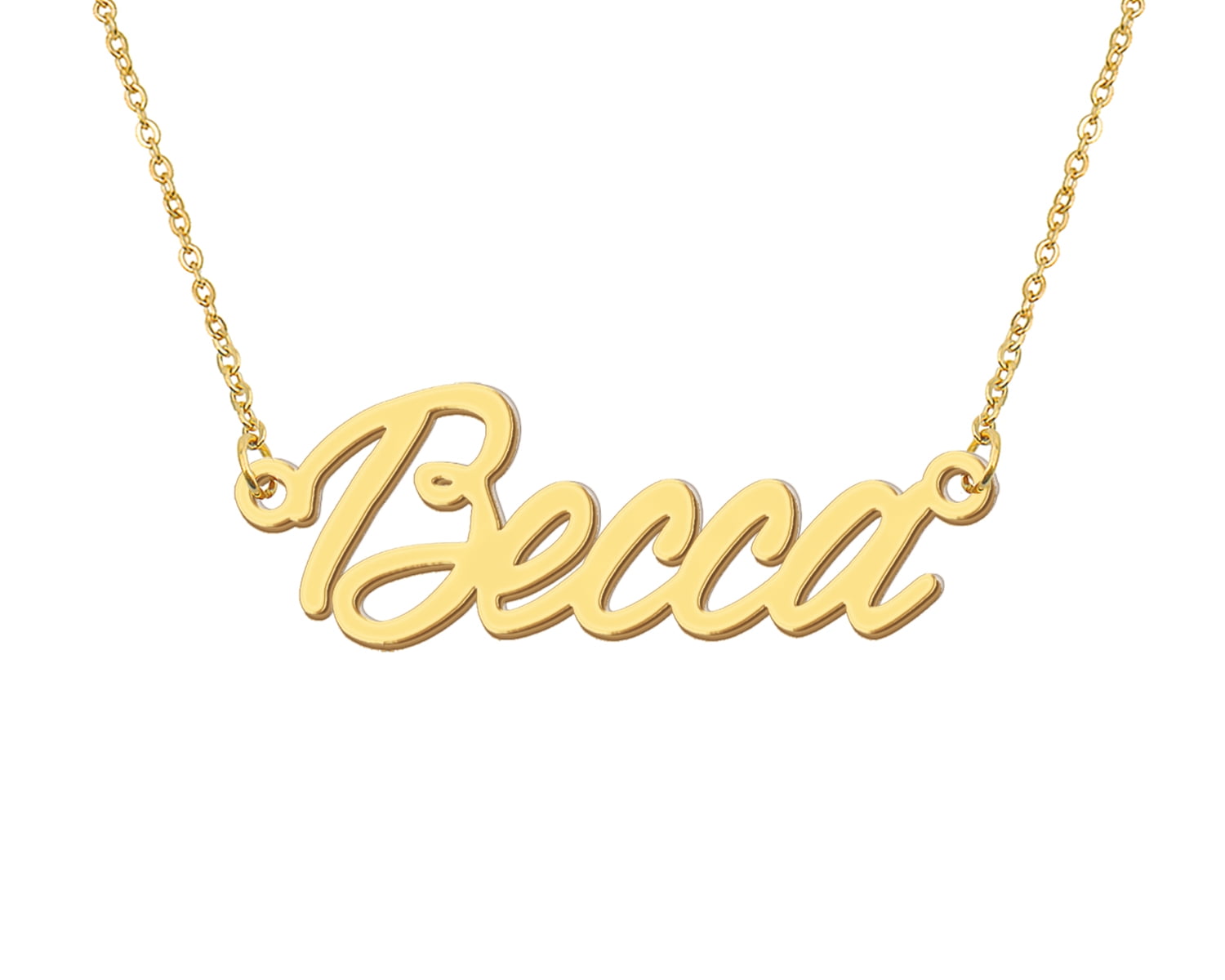HUAN XUN 18k Gold Plated Becca Name Necklace Stainless Steel Nameplate ...