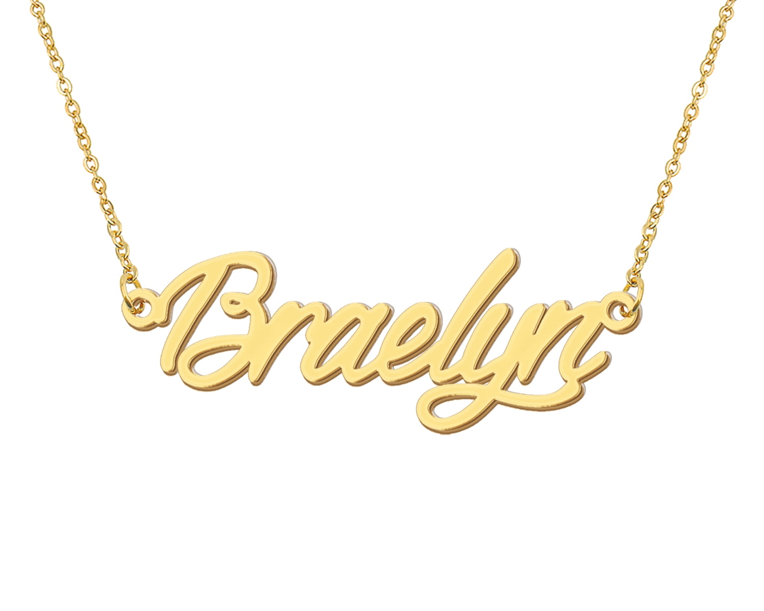 HUAN XUN 18k Gold Plated Braelyn Name Necklace Stainless Steel ...
