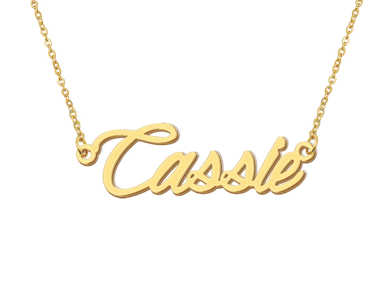 HUAN XUN 18k Gold Plated Cassie Name Necklace Stainless Steel Nameplate ...