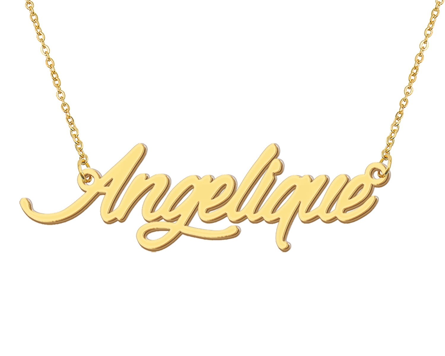 HUAN XUN 18k Gold Plated Angelique Name Necklace Stainless Steel ...