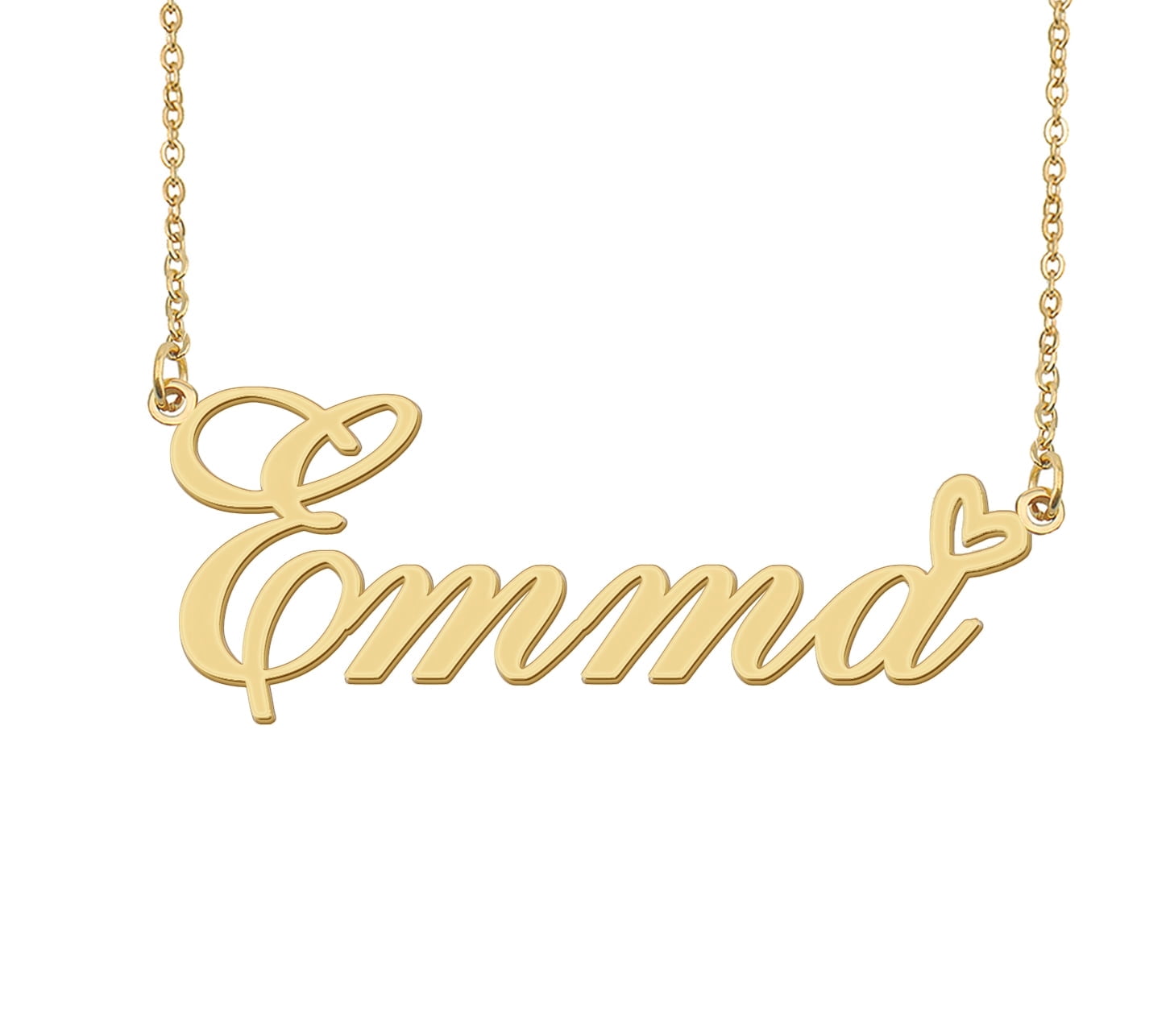 HUAN XUN Emma Name Heart Necklace 18k Gold Plated Nameplate Pendant ...