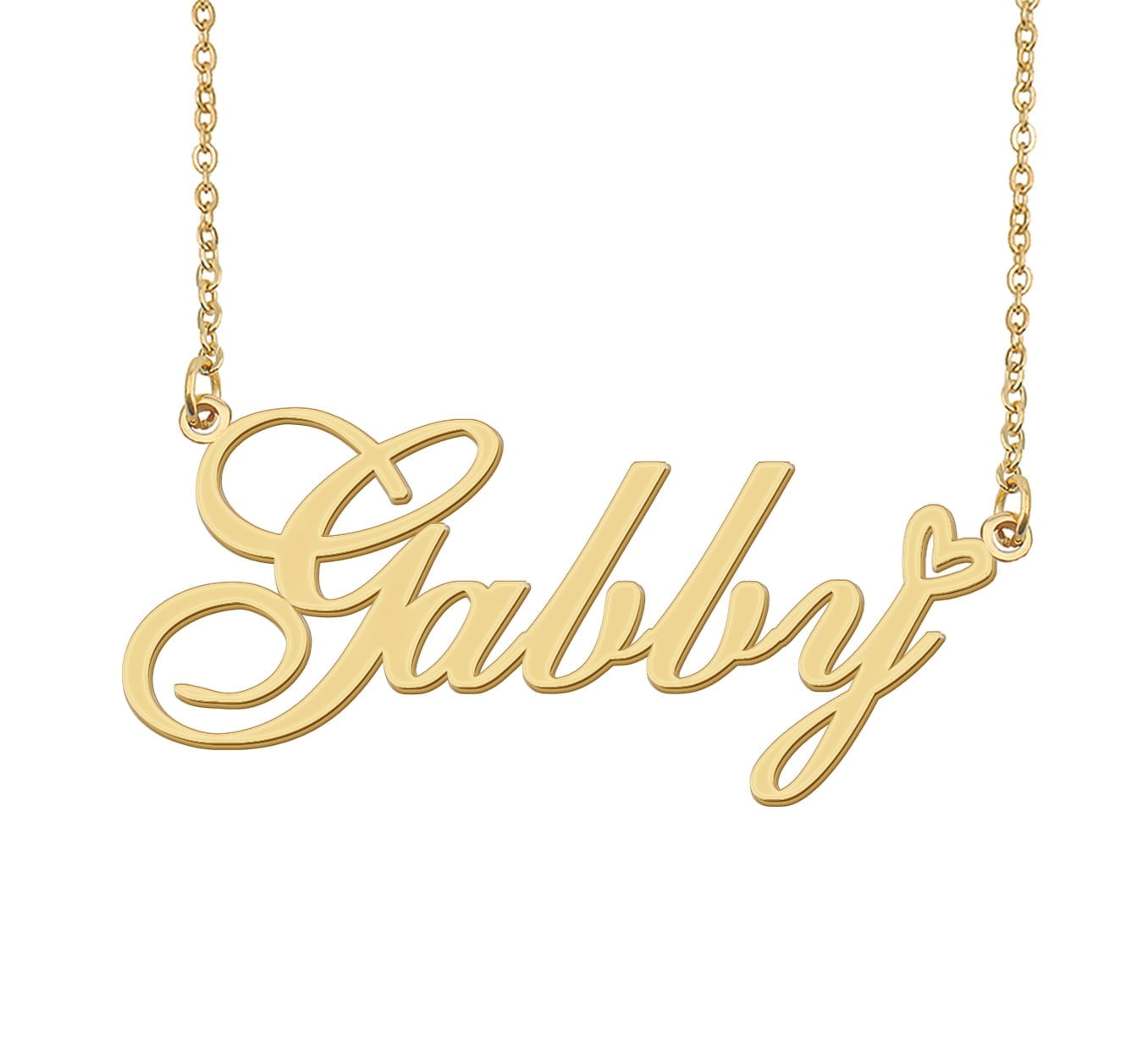 HUAN XUN Gabby Name Heart Necklace 18k Gold Plated Nameplate Pendant ...