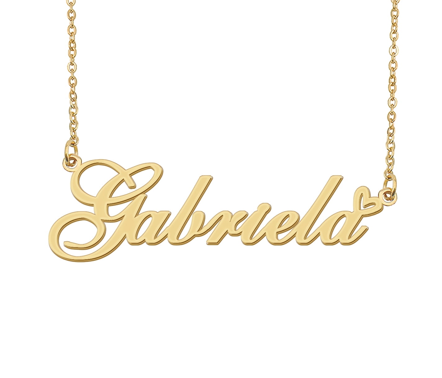 HUAN XUN Gabriela Name Heart Necklace 18k Gold Plated Nameplate Pendant ...