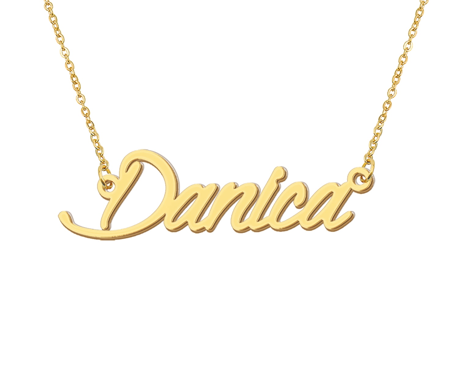 HUAN XUN 18k Gold Plated Danica Name Necklace Stainless Steel Nameplate ...
