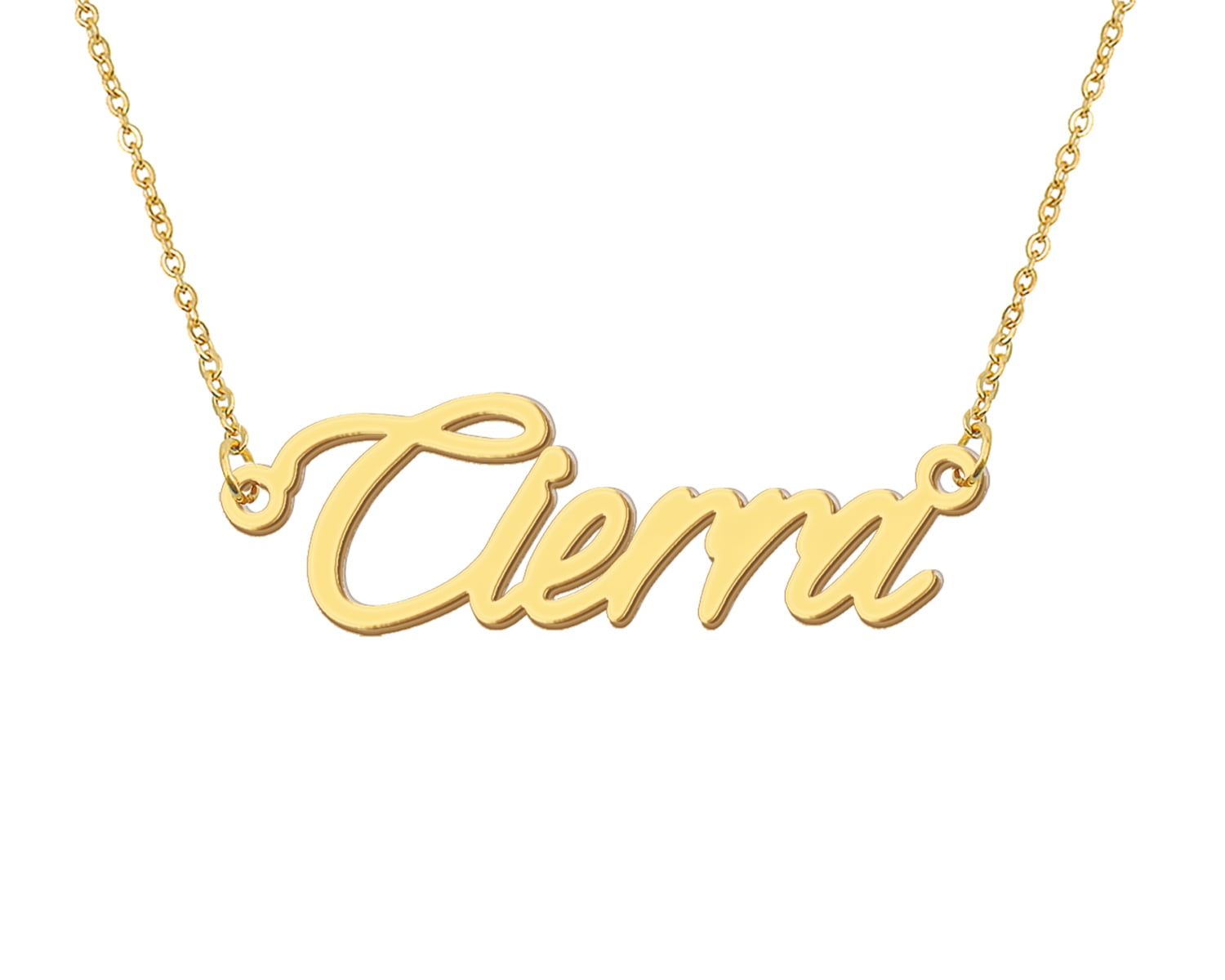 HUAN XUN 18k Gold Plated Cierra Name Necklace Stainless Steel Nameplate ...