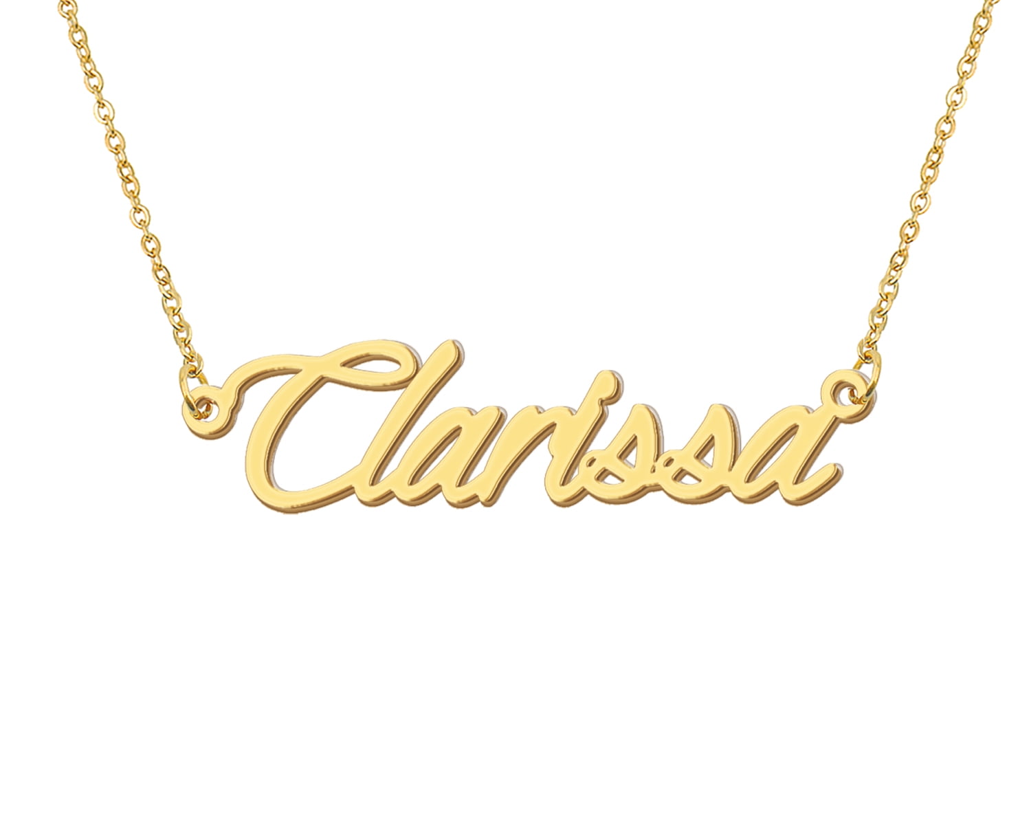 HUAN XUN 18k Gold Plated Clarissa Name Necklace Stainless Steel ...