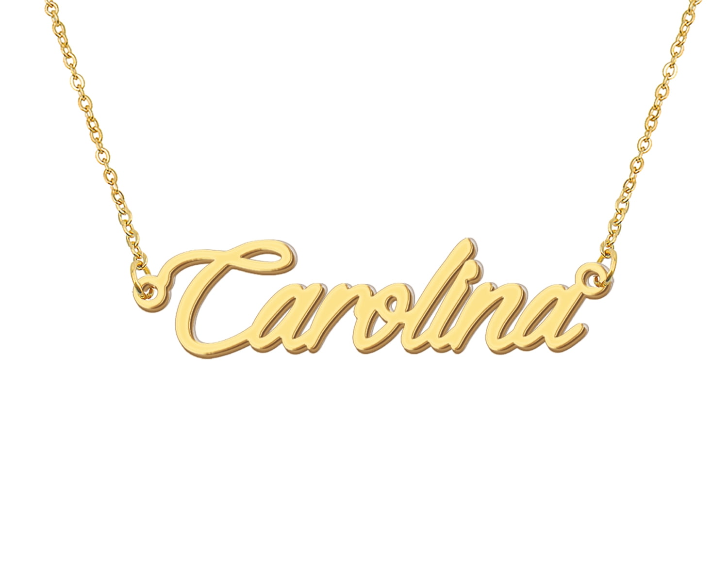 HUAN XUN 18k Gold Plated Carolina Name Necklace Stainless Steel ...