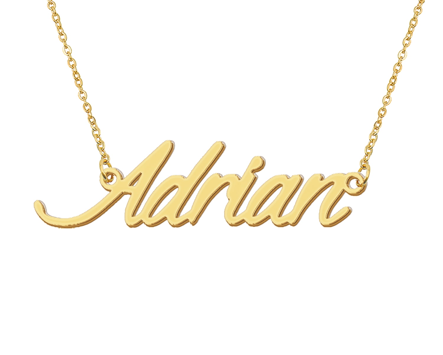 HUAN XUN 18k Gold Plated Adrian Name Necklace Stainless Steel Nameplate ...