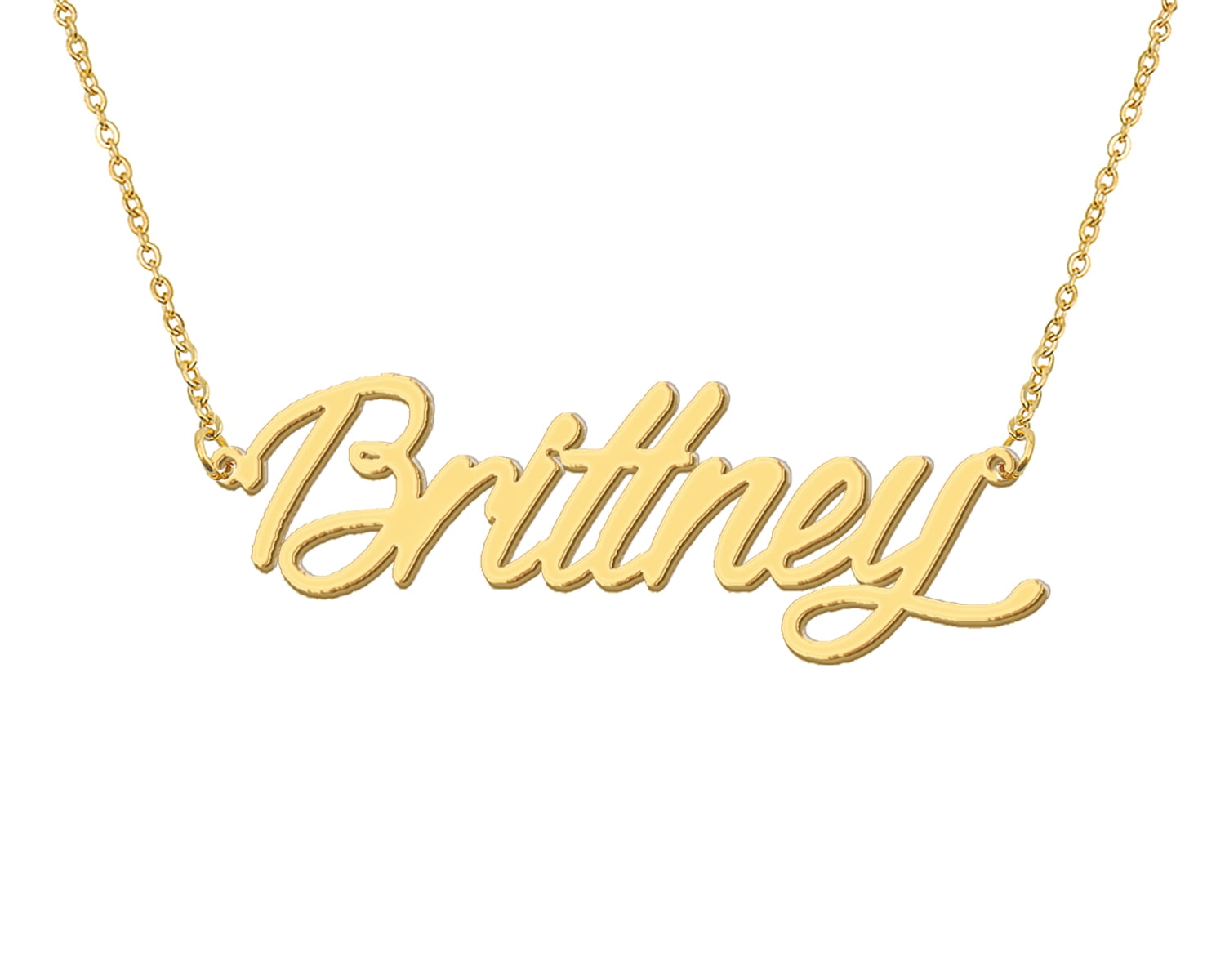 HUAN XUN 18k Gold Plated Brittney Name Necklace Stainless Steel ...