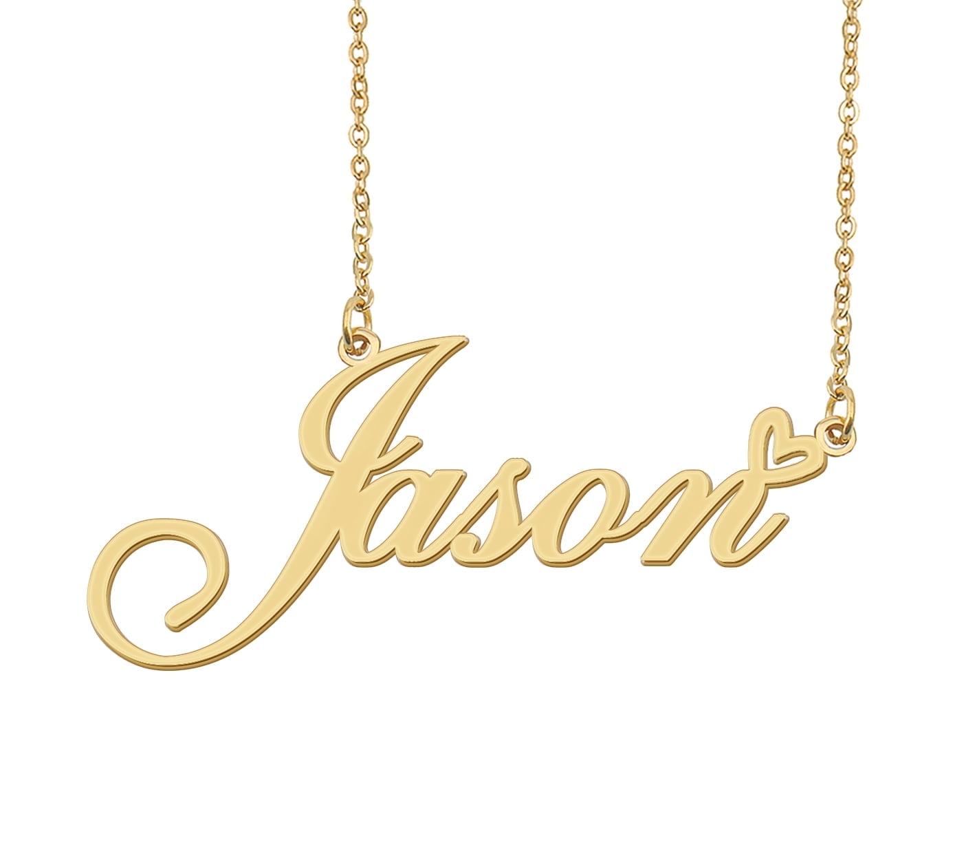 HUAN XUN Jason Name Heart Necklace 18k Gold Plated Nameplate Pendant ...