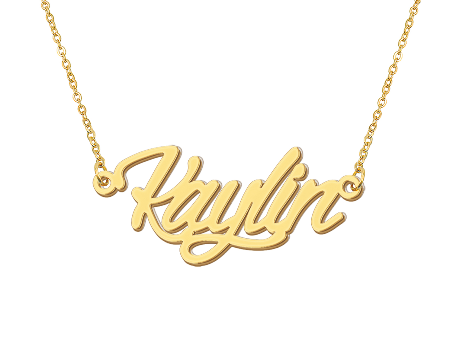 HUAN XUN Kaylin Alphabet Name Necklace 18k Gold Plated Cursive Name ...