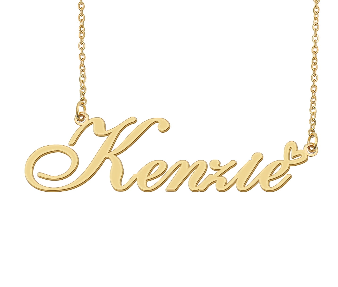 HUAN XUN Kenzie Name Heart Necklace 18k Gold Plated Nameplate Pendant ...