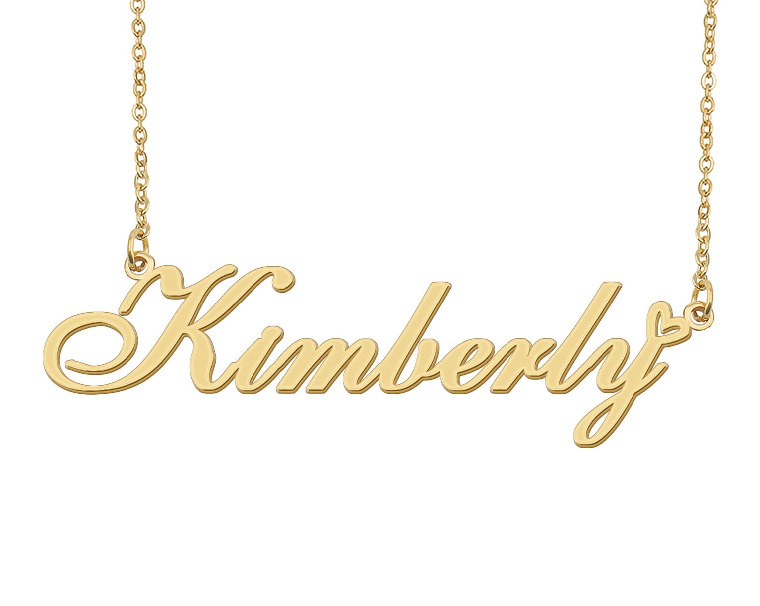 HUAN XUN Kimberly Name Heart Necklace 18k Gold Plated Nameplate Pendant ...