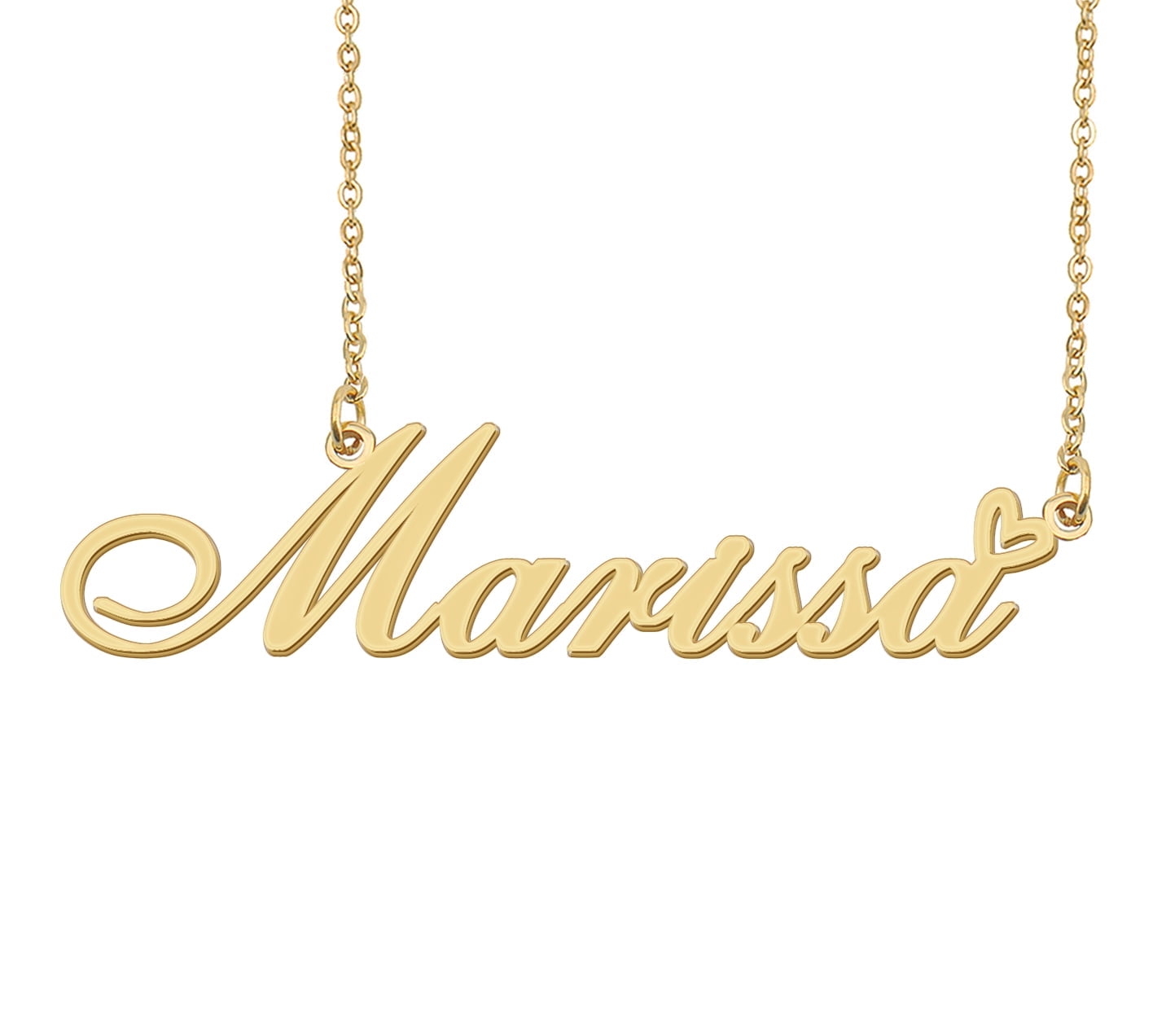 HUAN XUN Marissa Name Heart Necklace 18k Gold Plated Nameplate Pendant ...