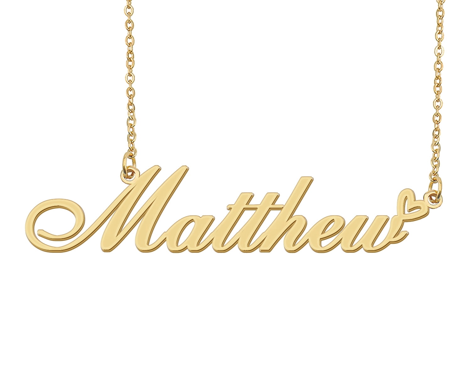 HUAN XUN Matthew Name Heart Necklace 18k Gold Plated Nameplate Pendant ...