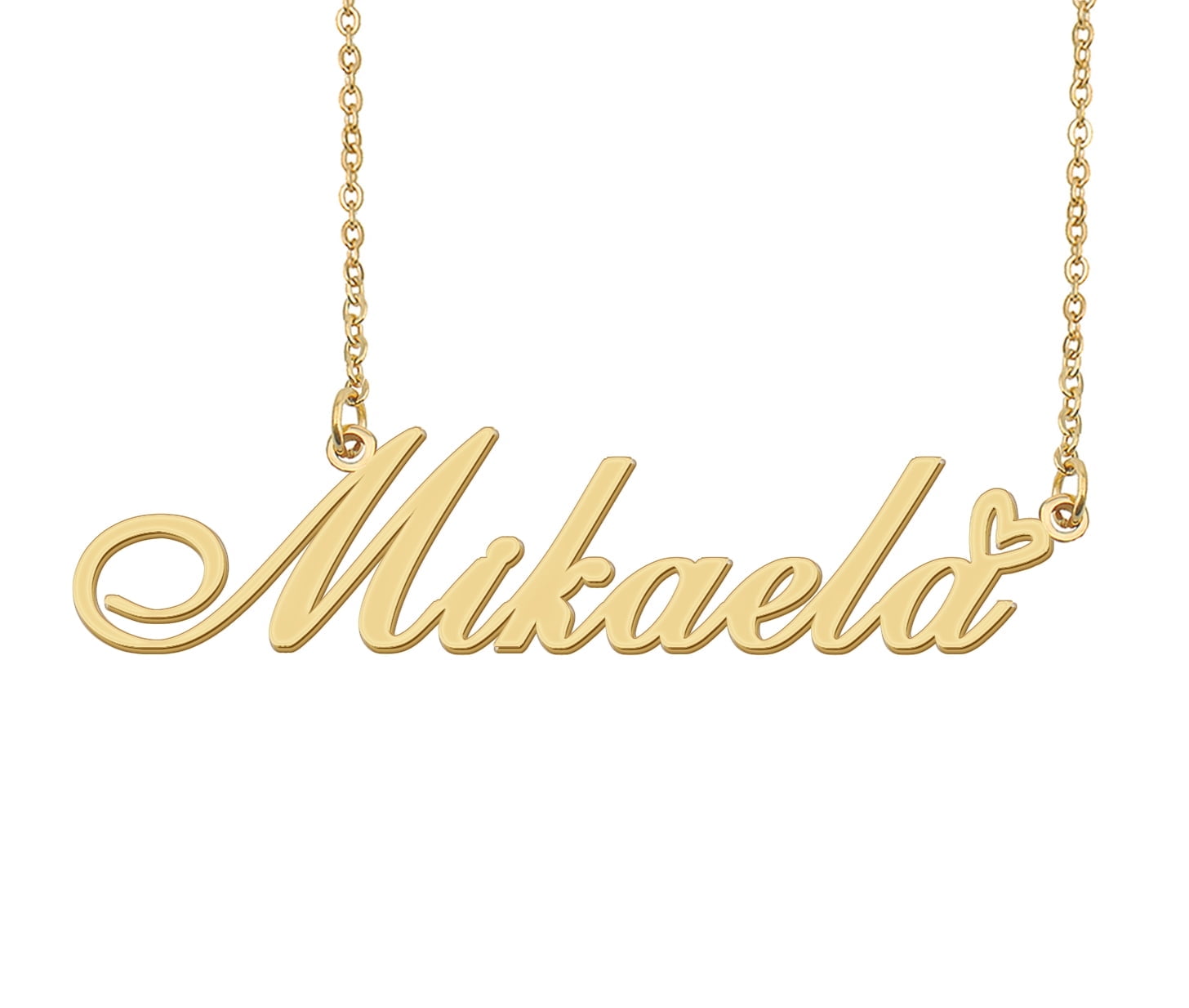 HUAN XUN Mikaela Name Heart Necklace 18k Gold Plated Nameplate Pendant ...
