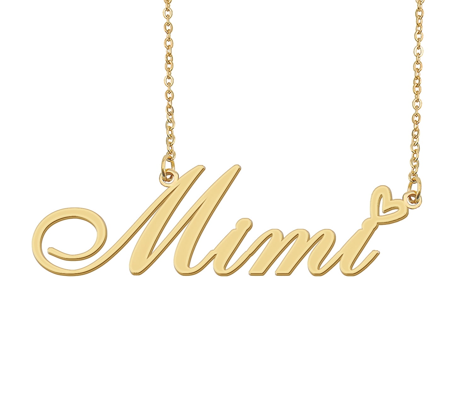 HUAN XUN Mimi Name Heart Necklace 18k Gold Plated Nameplate Pendant ...