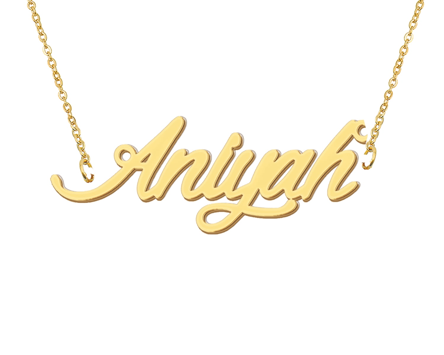 HUAN XUN 18k Gold Plated Aniyah Name Necklace Stainless Steel Nameplate ...
