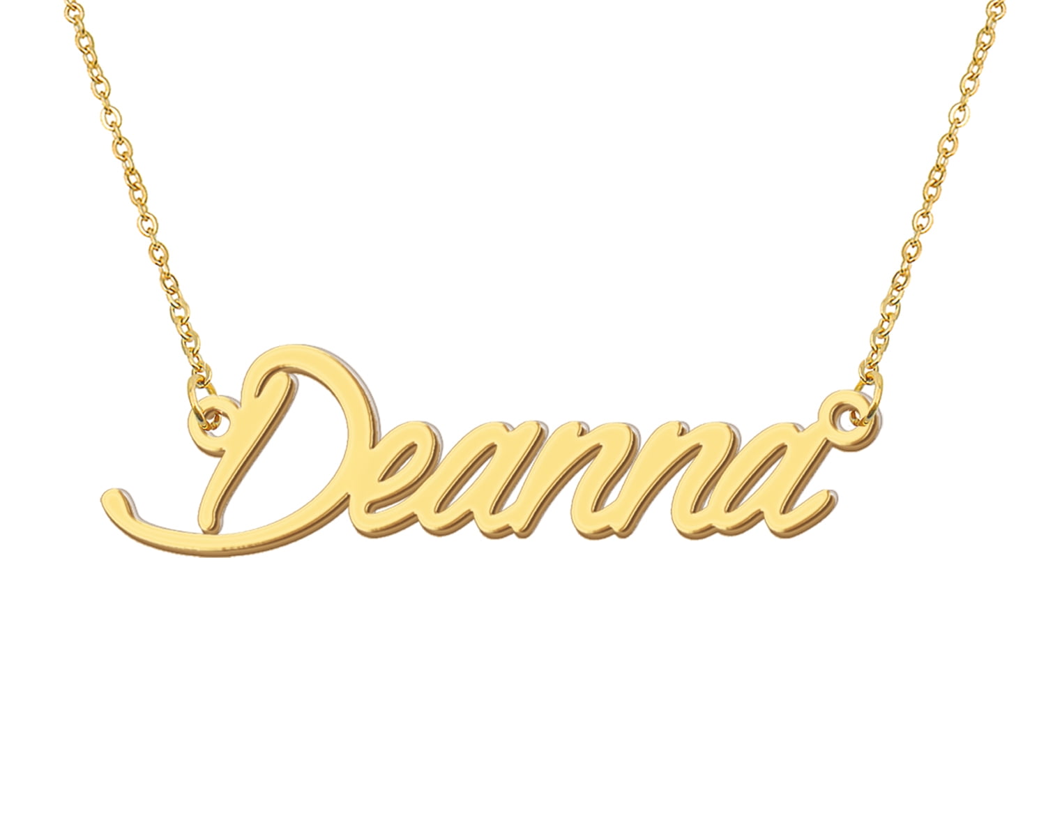 HUAN XUN 18k Gold Plated Deanna Name Necklace Stainless Steel Nameplate ...