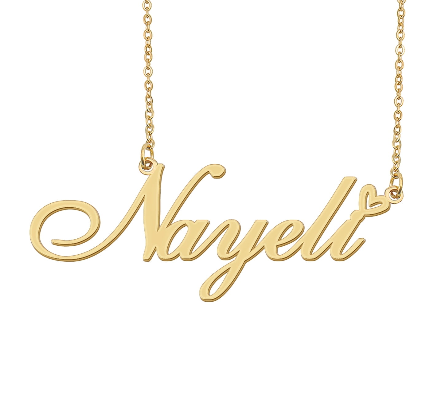 HUAN XUN Nayeli Name Heart Necklace 18k Gold Plated Nameplate Pendant ...