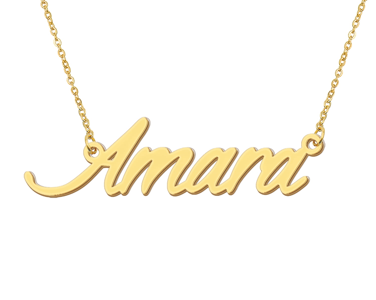 HUAN XUN 18k Gold Plated Amara Name Necklace Stainless Steel Nameplate ...