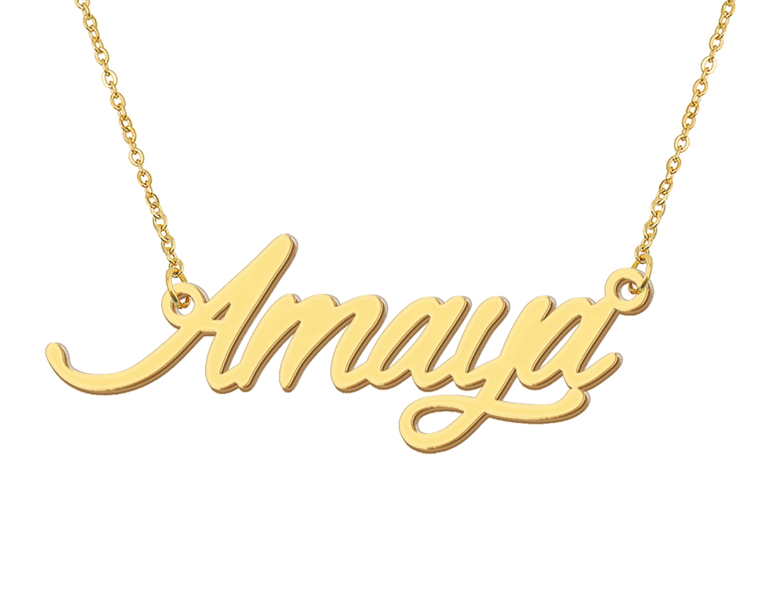 HUAN XUN Necklace with Name 18k Gold Plated Amaya Script Name Necklace ...