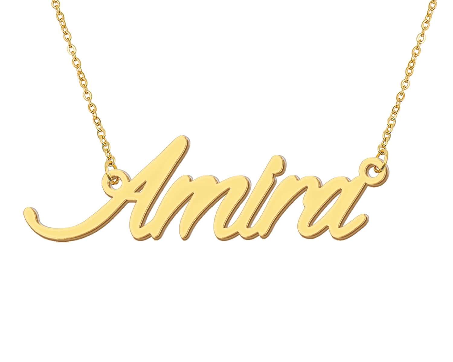 HUAN XUN 18k Gold Plated Amira Name Necklace Stainless Steel Nameplate ...